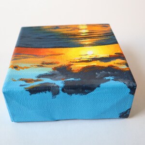 Mini Sunset Seascape Painting, Mini Sea Painting, Coastal Painting ...