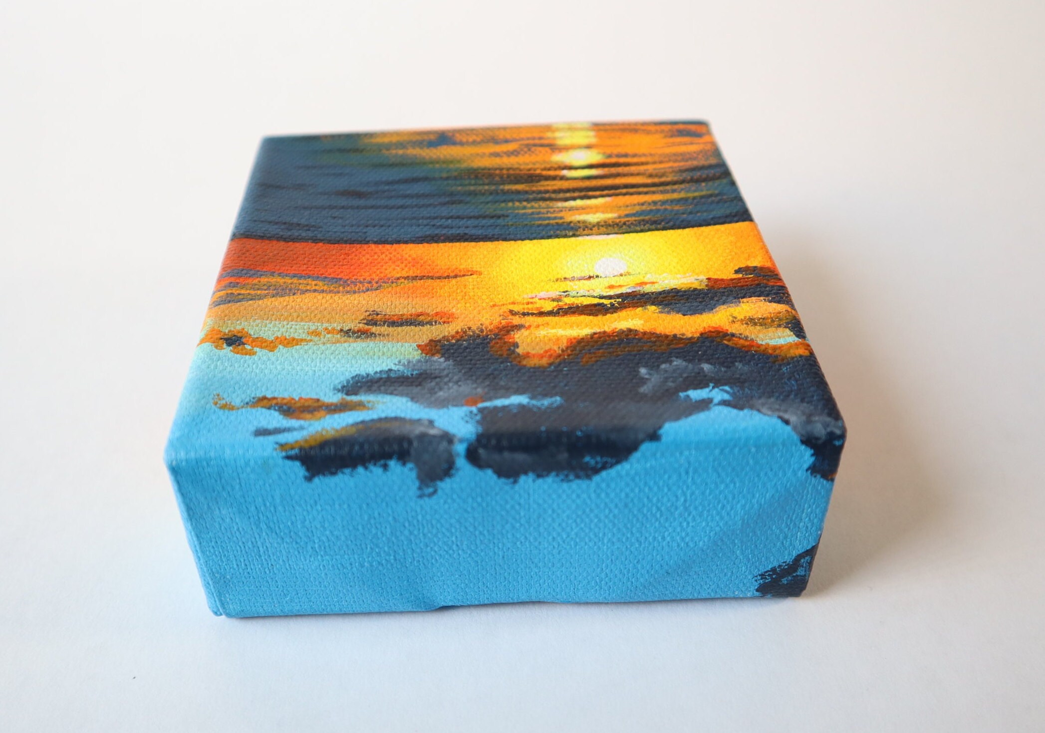 Mini Sunset Seascape Painting, Mini Sea Painting, Coastal Painting ...