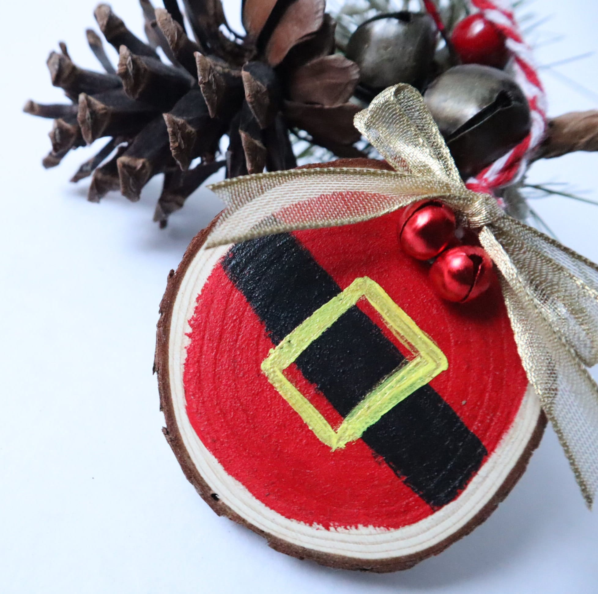 Wood Slice Painting Santa Belt Art Wood Slice Ornament - Etsy