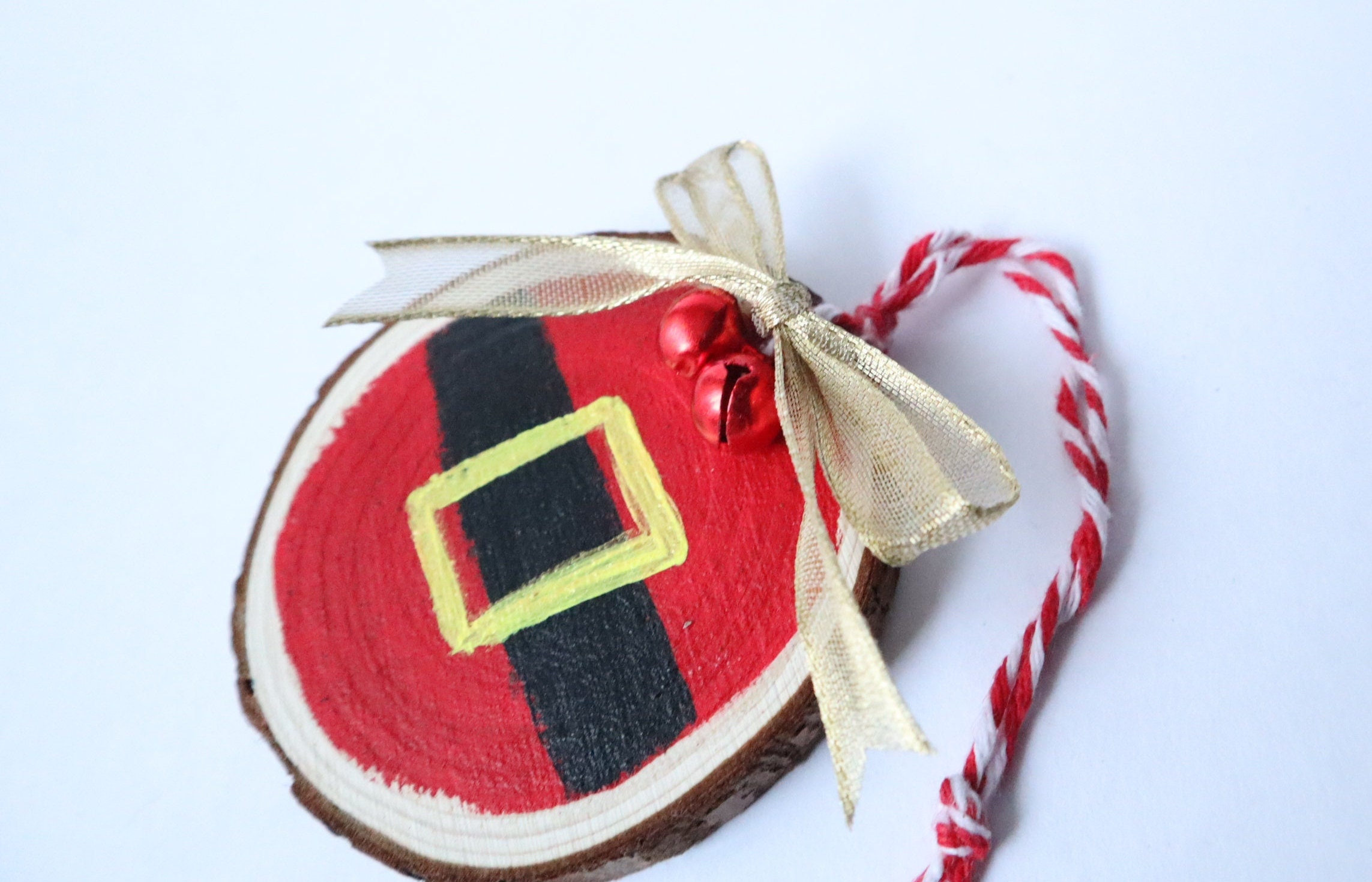 Wood Slice Painting Santa Belt Art Wood Slice Ornament - Etsy