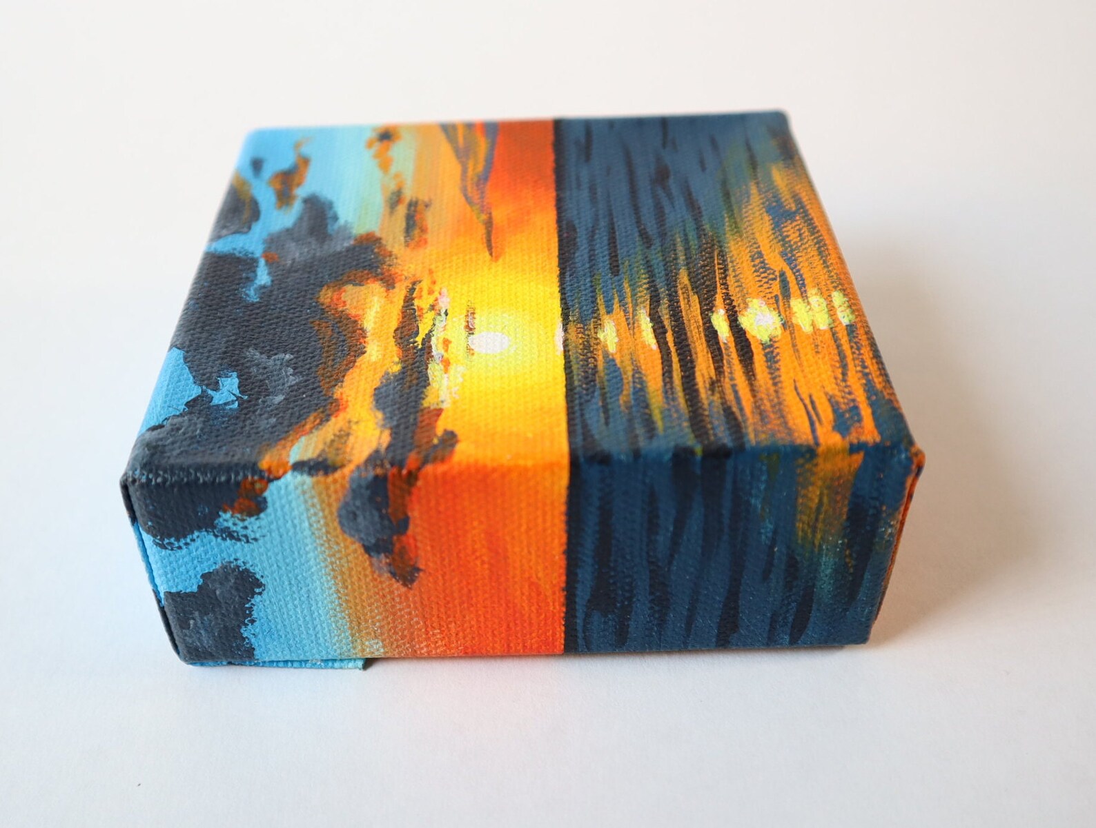 Mini Sunset Seascape Painting, Mini Sea Painting, Coastal Painting ...