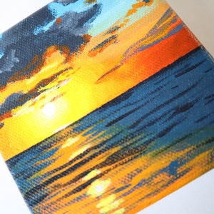 Mini Sunset Seascape Painting, Mini Sea Painting, Coastal Painting ...