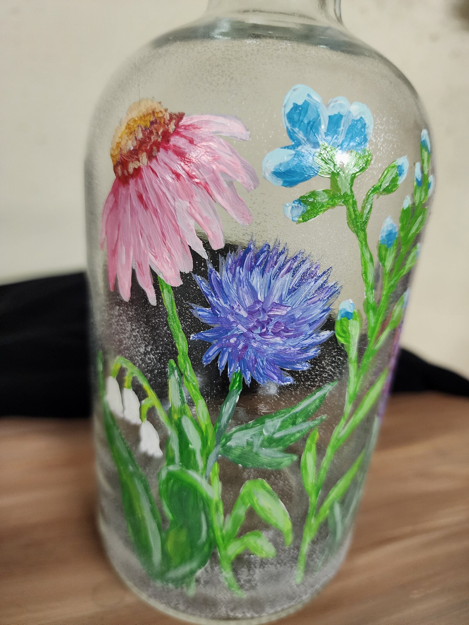 Glass Bottle, Lights, Hand Painted, Spring, Flowers, Cardinal ...