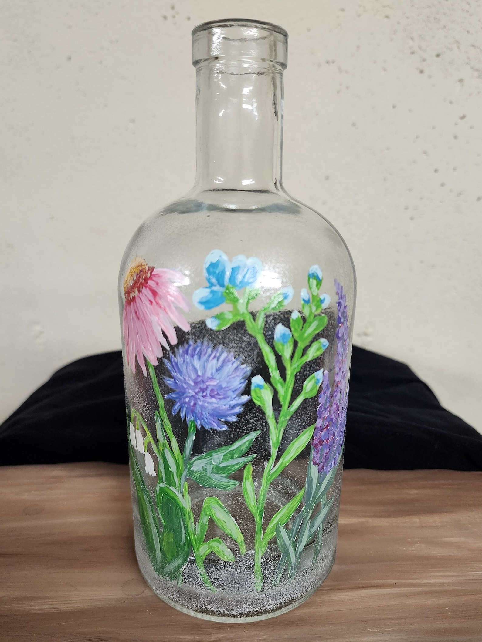 Glass Bottle, Lights, Hand Painted, Spring, Flowers, Cardinal ...