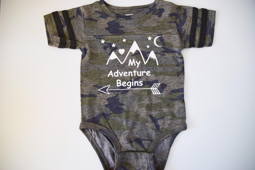 Adventure Awaits Begins Hiking Football Bodysuit Onsie for Babies and ...