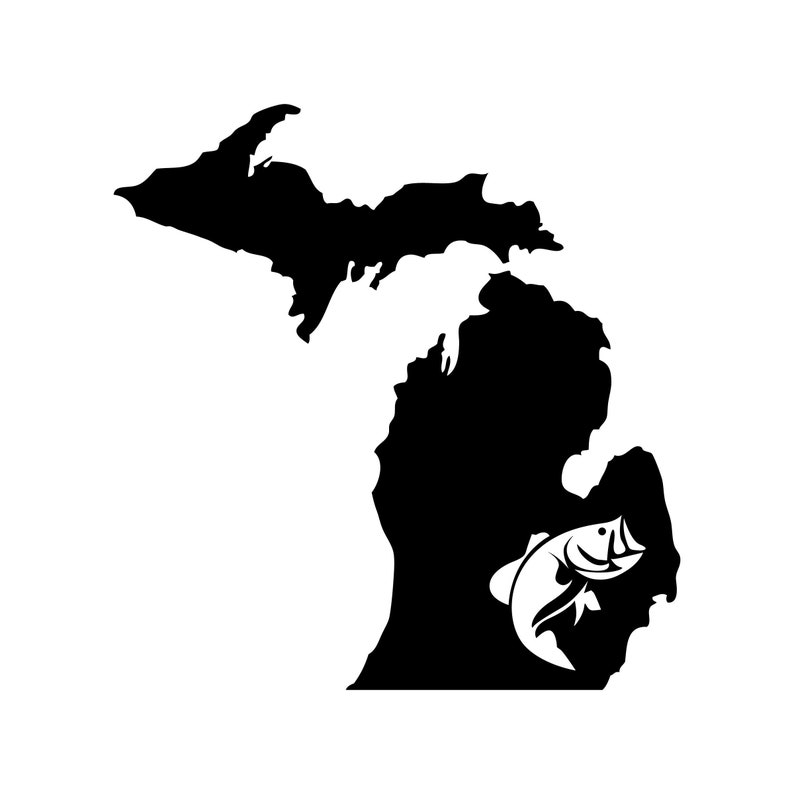 Michigan Bass Fishing Decal Sticker State Map - Etsy