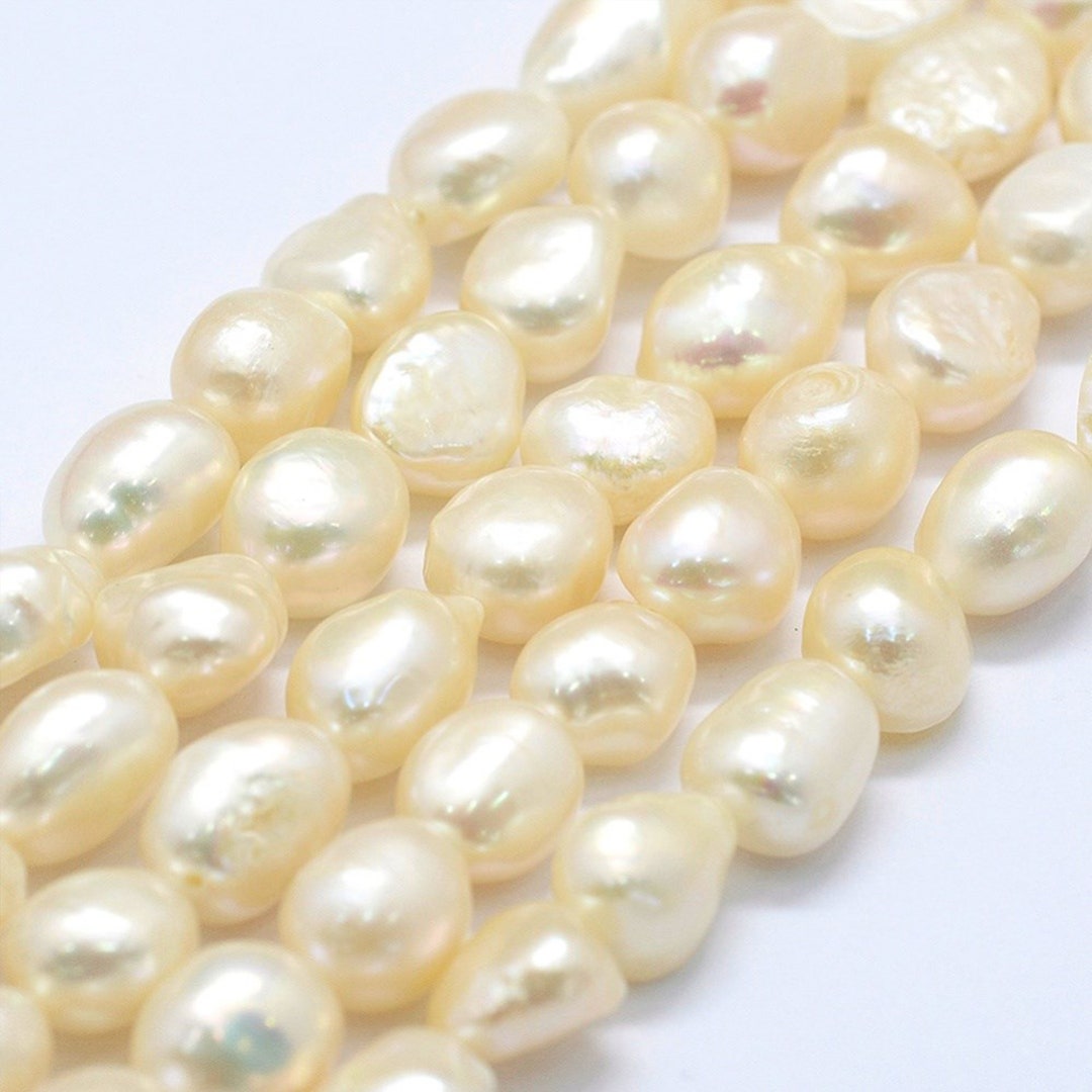 Natural Beige Color Pearl Beads Grade A Cultured Freshwater Pearls Sold ...
