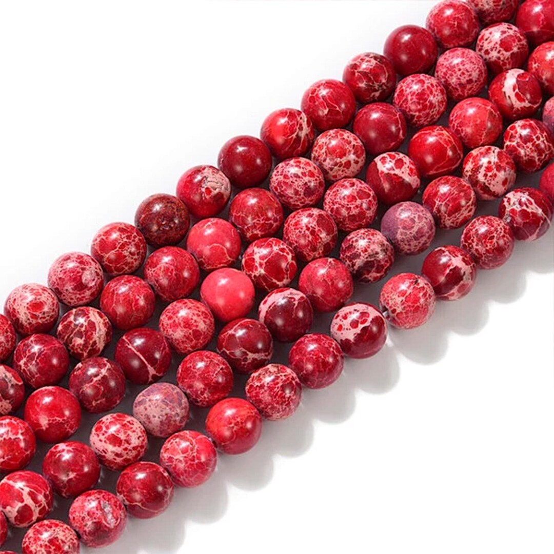 AA Grade Natural Red Sea Sediment Jasper Gemstone Round Beads | Sold by ...