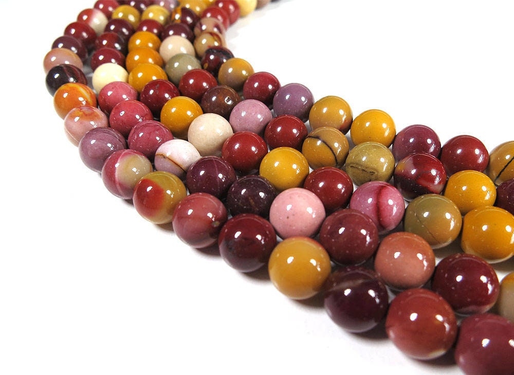 Mookaite Jasper Beads | Round Natural Gemstone Beads | Sold by 15 Inch Strand | Size 4mm 6mm 8mm ...