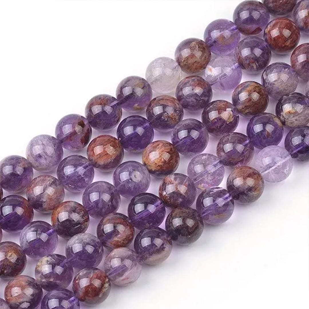Purple Phantom Quartz Round Beads – 6–12 Mm Natural Gemstone Strand - Etsy