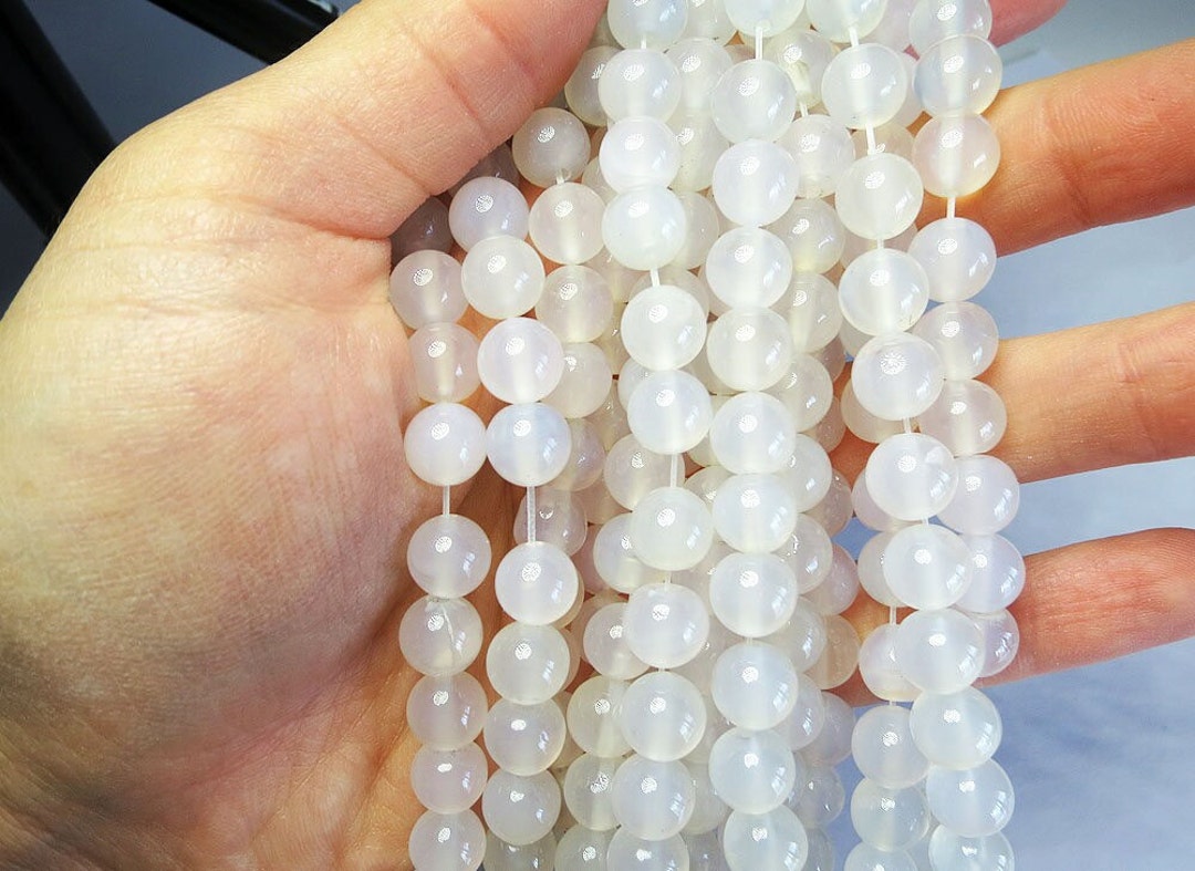 White Agate Beads: Round Gemstone Beads, 15 Inch Strand - Etsy
