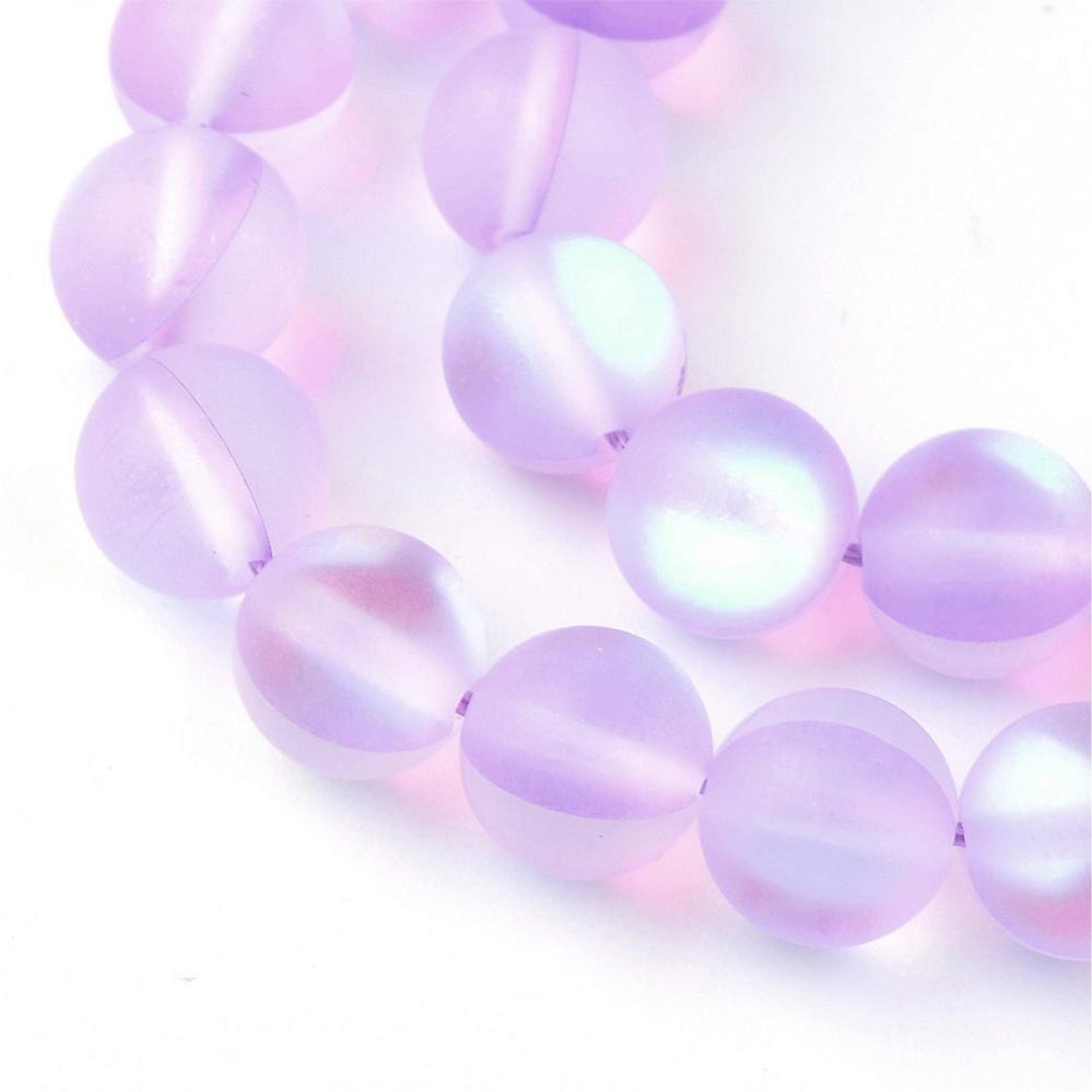 Matte Light Purple Aura Quartz Round Beads – 6/8/10 Mm Synthetic Strand ...