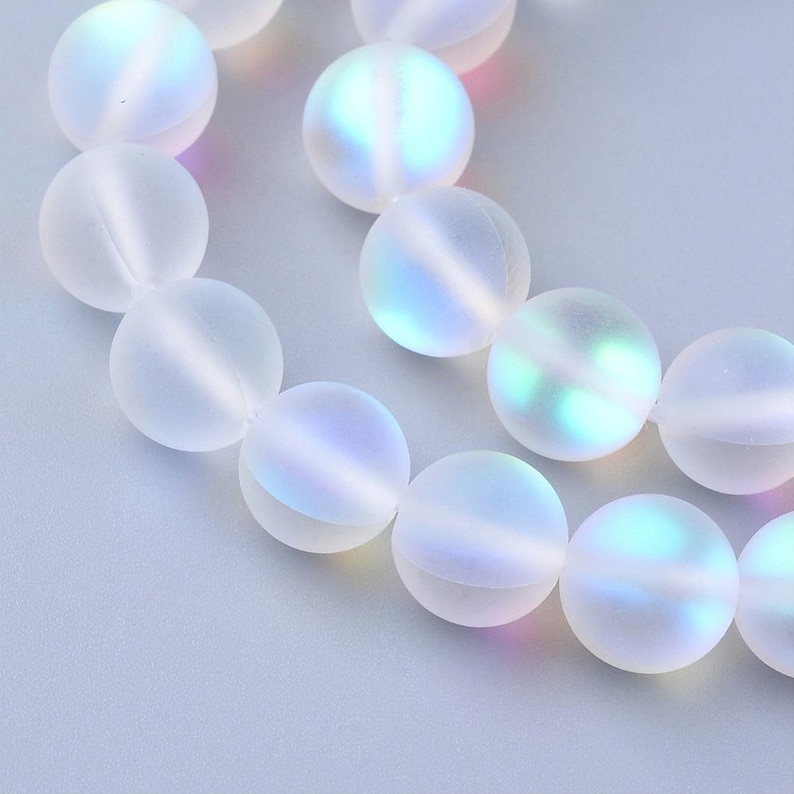 Matte Clear Mystic Aura Quartz Round Beads | Grade AAA | Sold by 15 ...