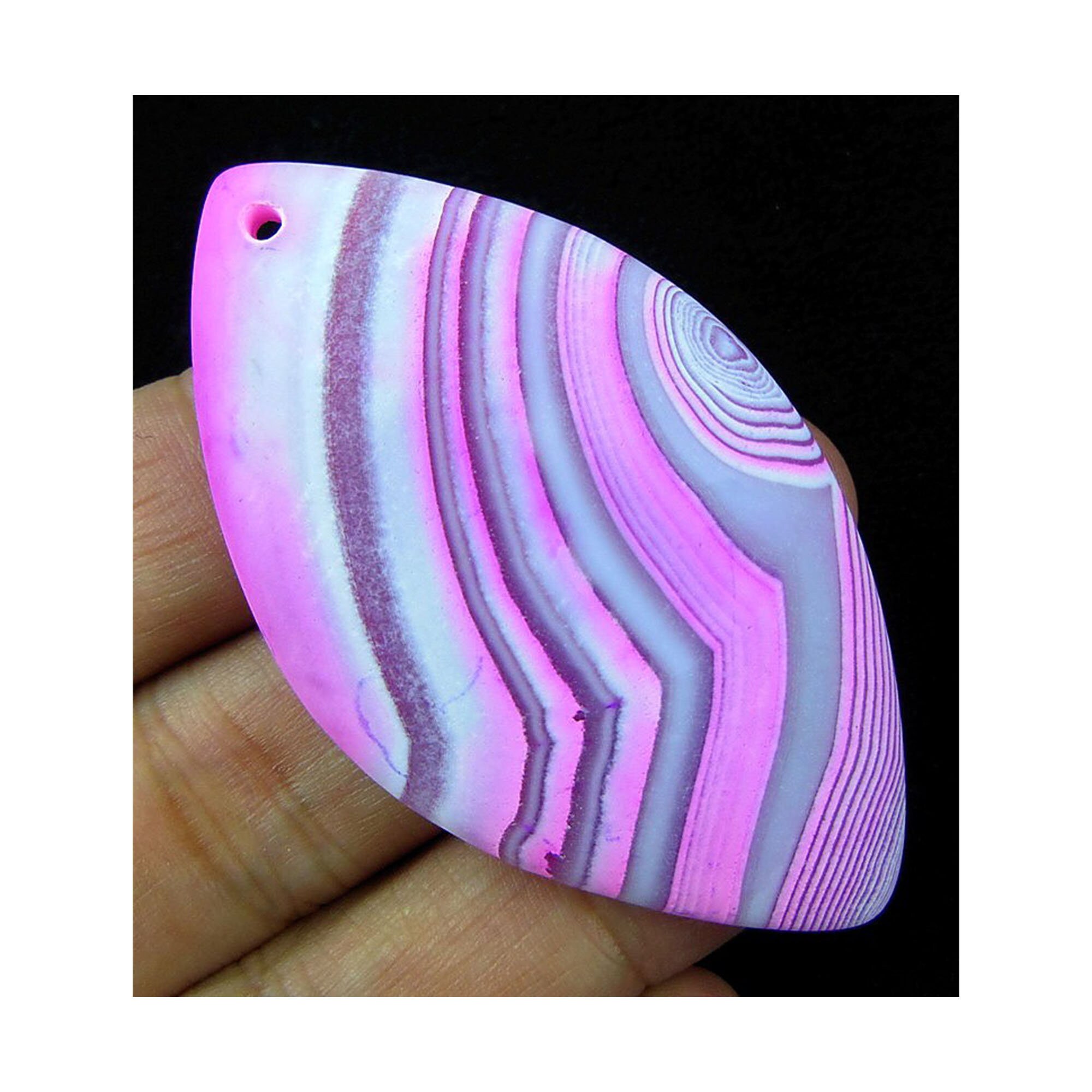 Matte Pink Agate Horse Eye Gemstone Pendant Focal Bead 61x35x6mm D22671