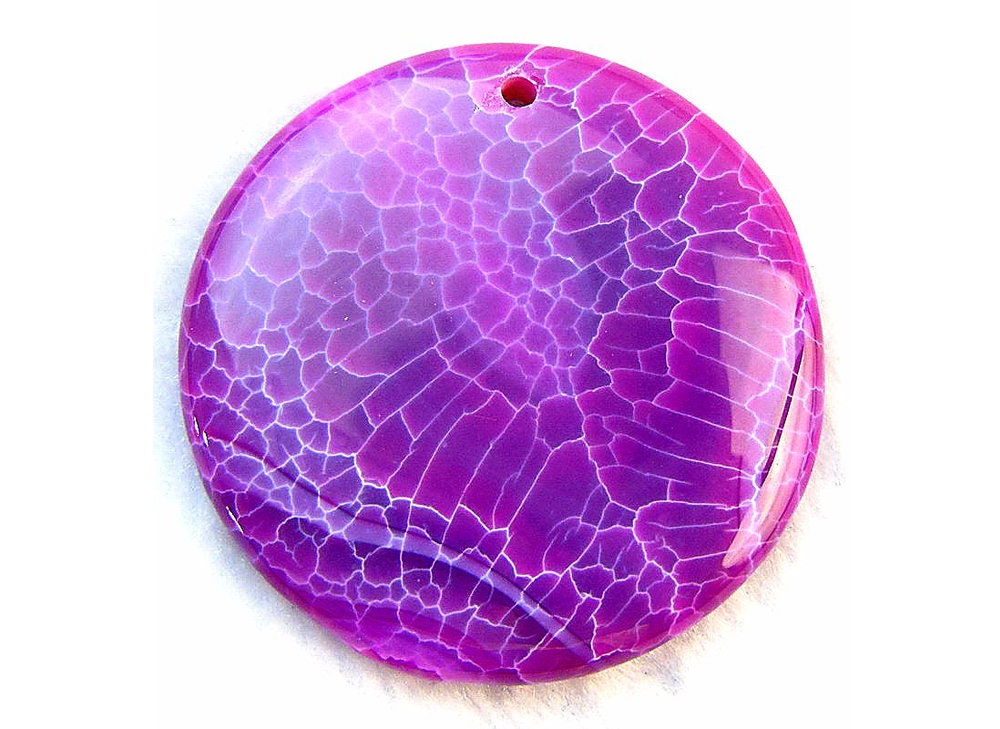 Beautiful Natural Purple Fire Agate Round Gemstone Pendant Focal Bead ...