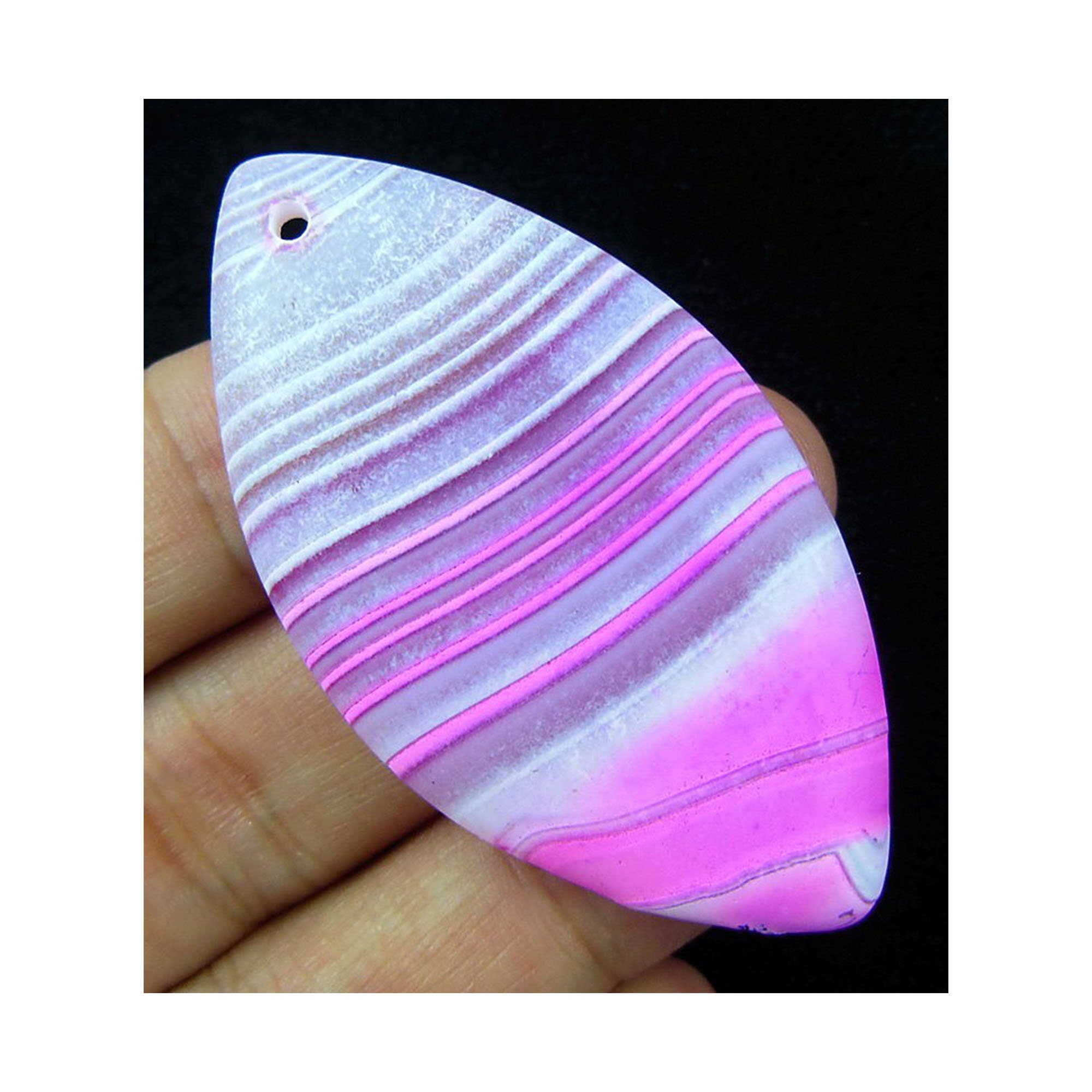 Matte Pink Agate Horse Eye Gemstone Pendant Focal Bead 58x31x6mm D22647