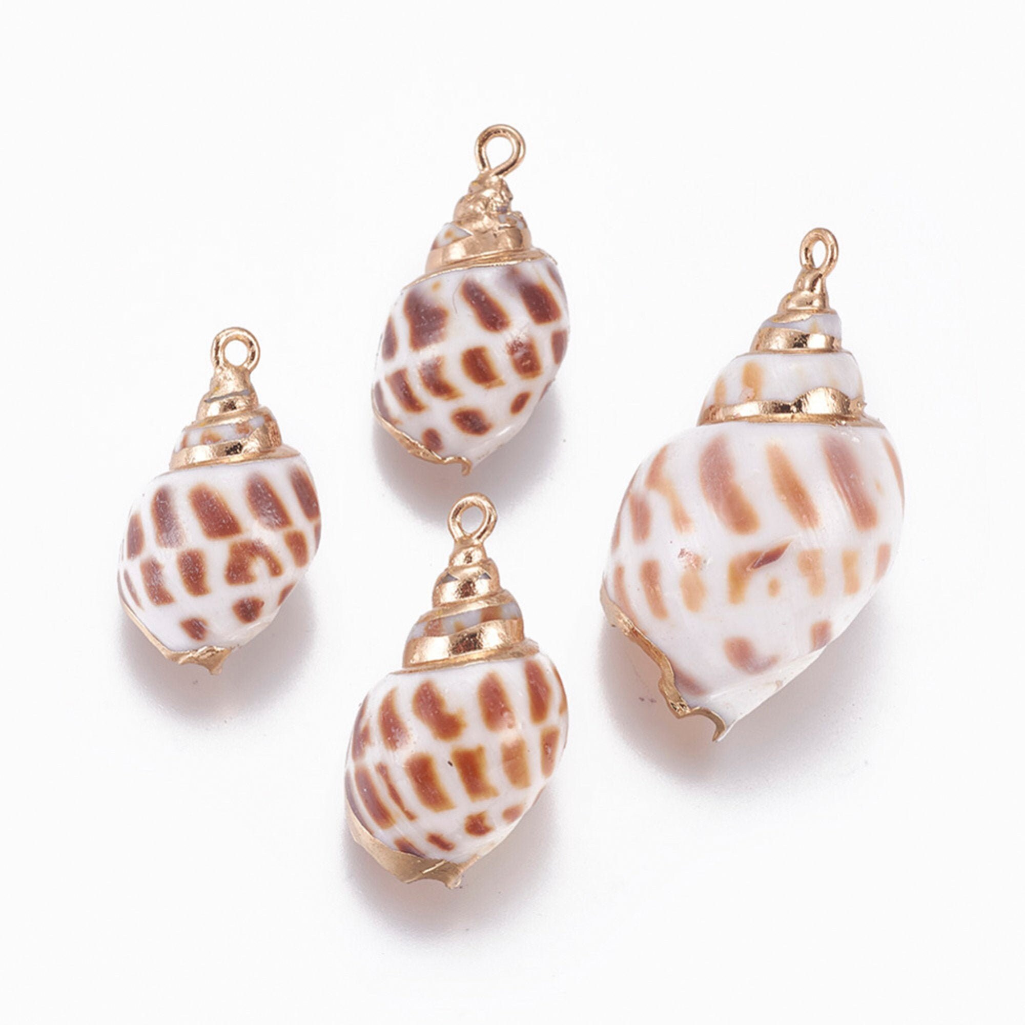 Natural Sea Shell Pendant | 18K Gold Plated Spiral Conch Shell | Sold ...