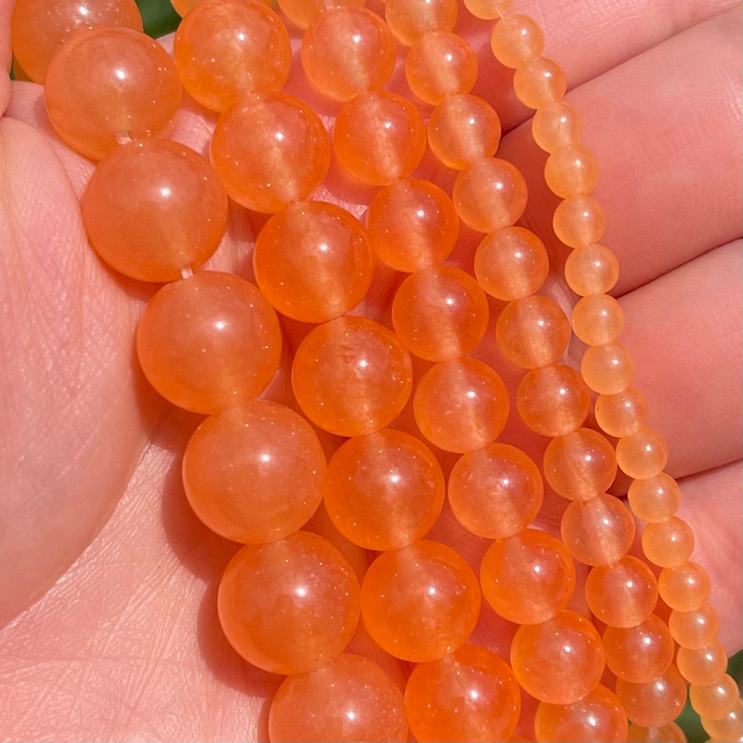 Light Orange Jade Beads: Round Gemstone Strand (15 Inch) - Etsy