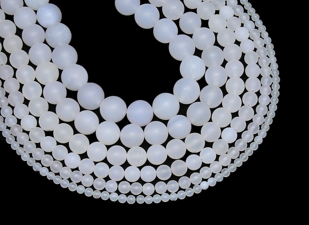 Stripe Agate Beads | Matte White | Round Natural Gemstone Loose Beads ...