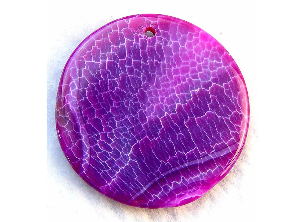 Beautiful Natural Purple Fire Agate Round Gemstone Pendant Focal Bead ...