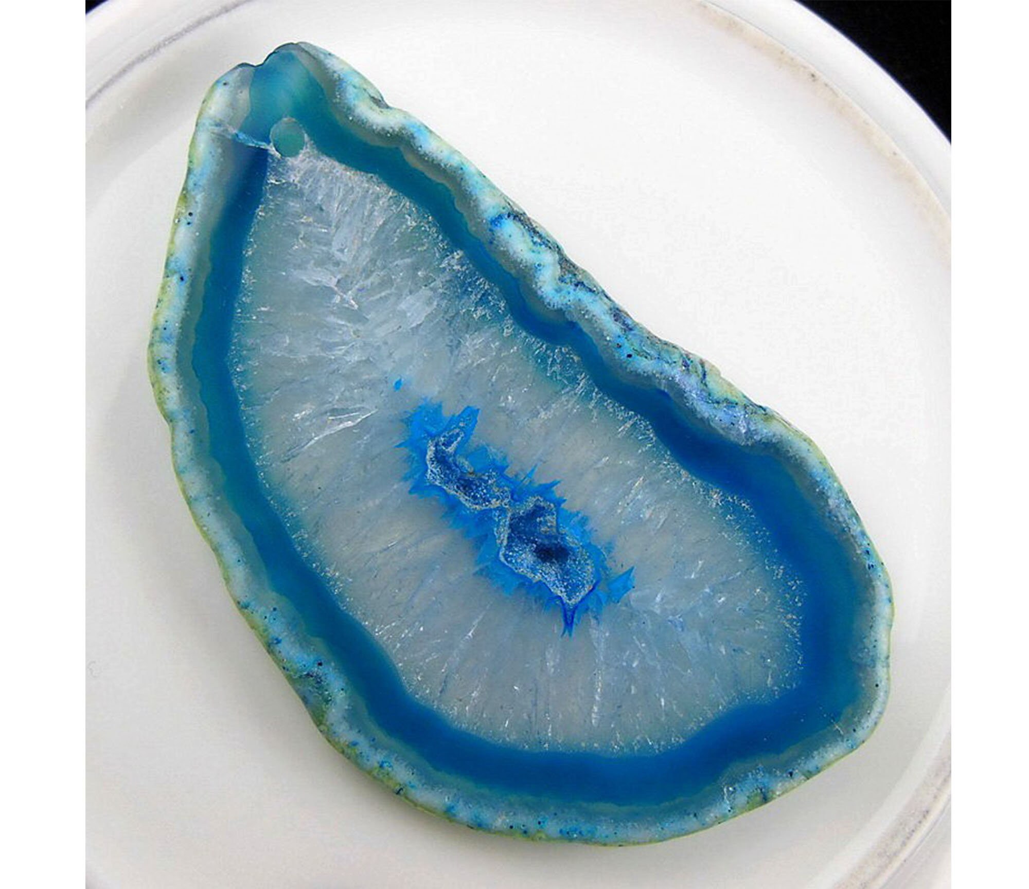 Blue Druzy Geode Agate Freeform Plate Gemstone Pendant Focal Bead ...