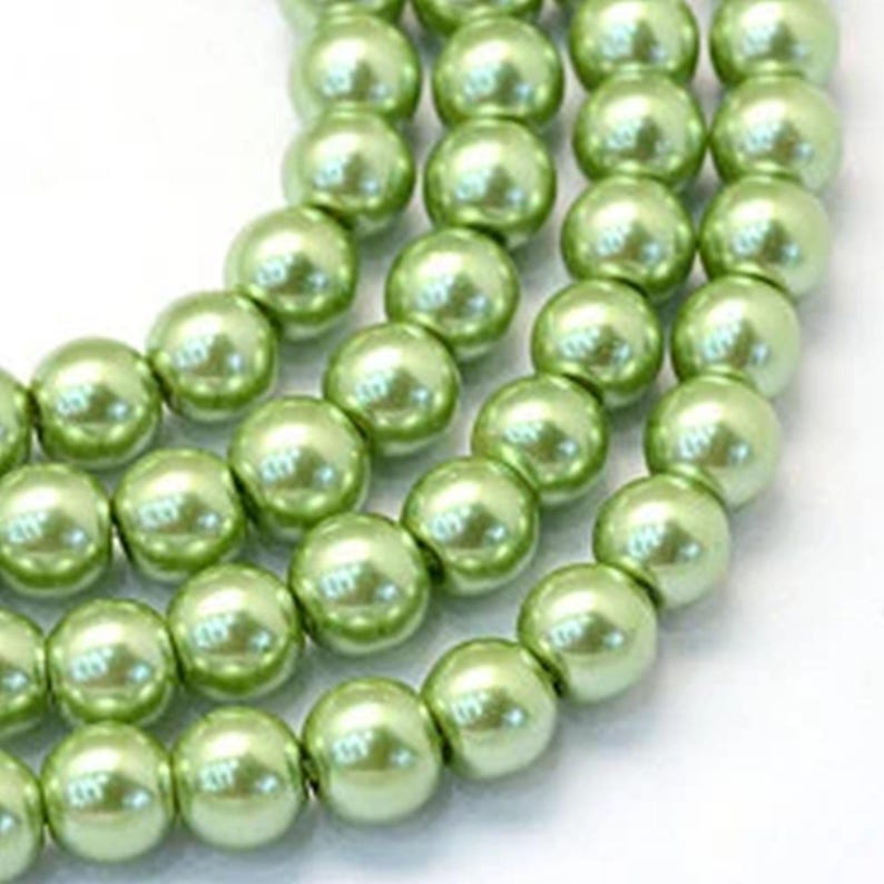 Perlas de vidrio verde: 8 mm redondas, tira de 32" - Etsy España