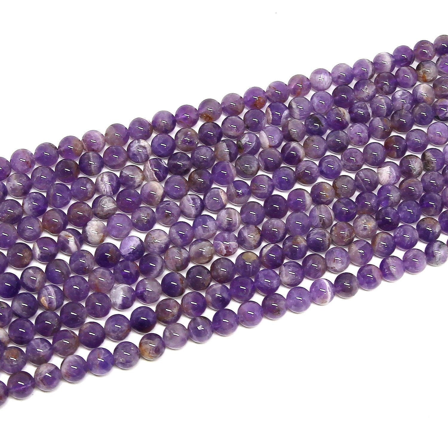 Amethyst Beads | Round Natural Gemstone Beads | Sold by 15 Inch Strand ...