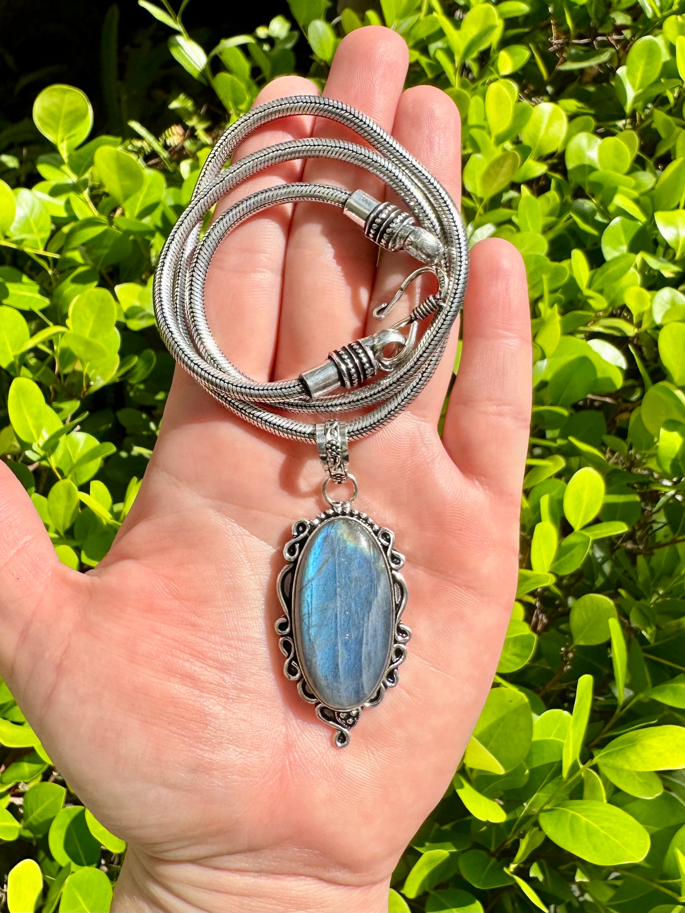 Unique Natural Labradorite Gemstone Pendant 925 Sterling Silver ...