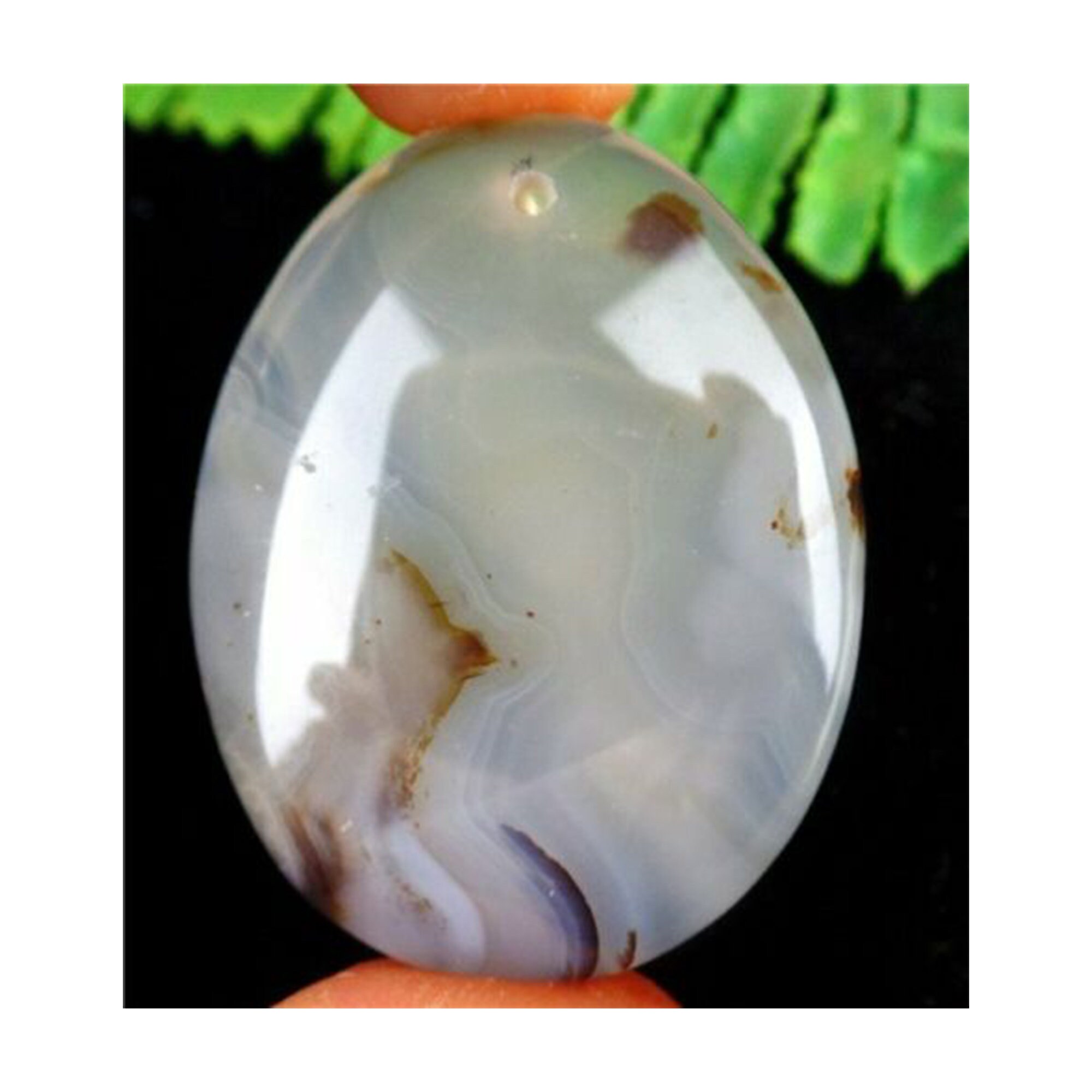 Natural Ocean Chalcedony Oval Gemstone Pendant Focal Bead 44x34x6mm AM48203