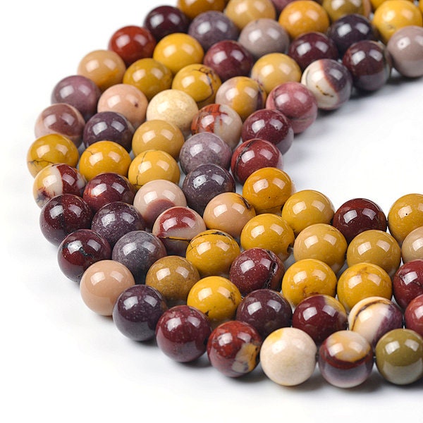 A Grade Natural Mookaite Jasper Gemstone Round Beads | Sold by 15 Inch Strand | Size 4mm 6mm 8mm ...