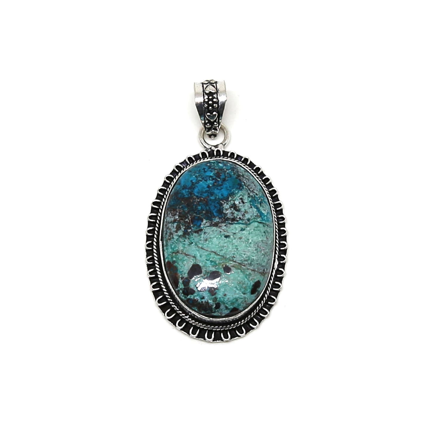 Natural Australian Chrysocolla Gemstone 925 Sterling Silver Pendant ...