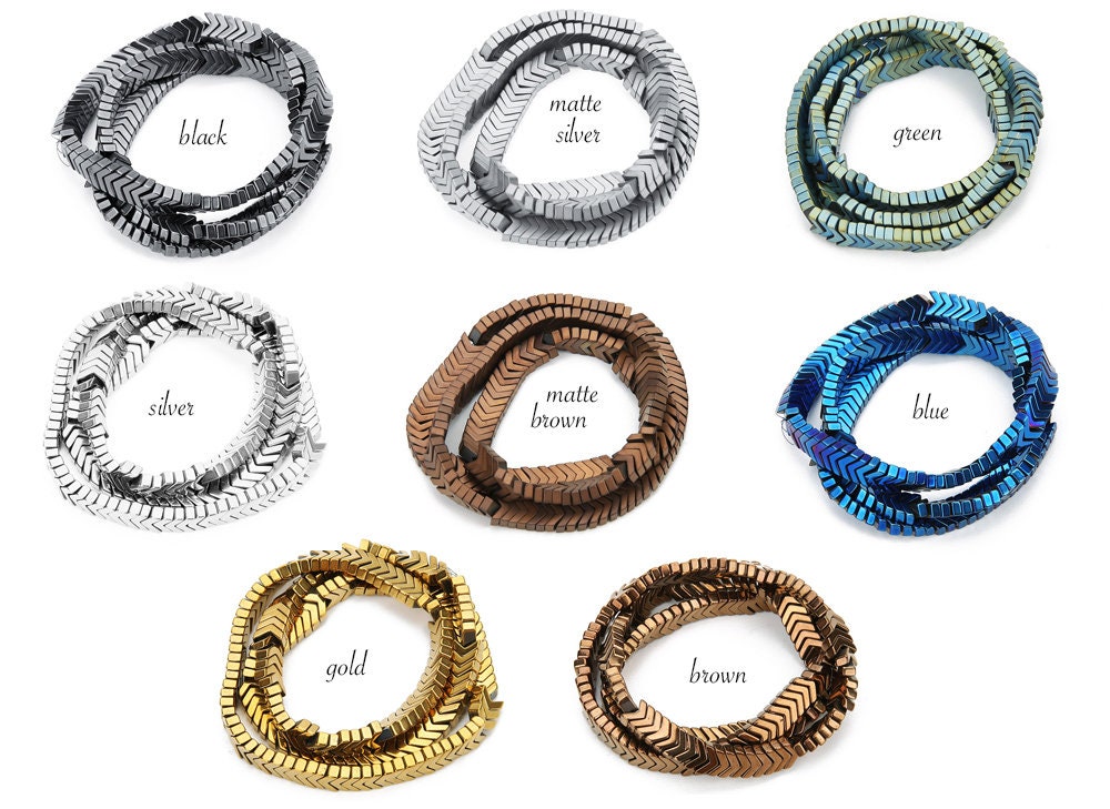 Hematite Chevron Beads | Arrow Spacer Beads | V-Shape Beads | Natural ...