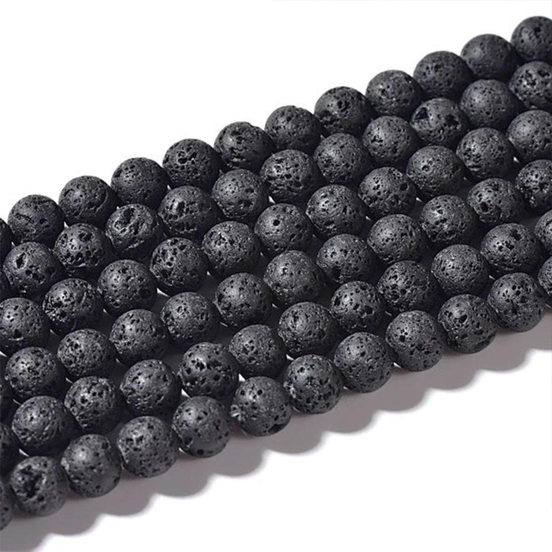 Black Lava Rock Gemstone Beads: Round Volcanic Stone, 15 Inch Strand - Etsy