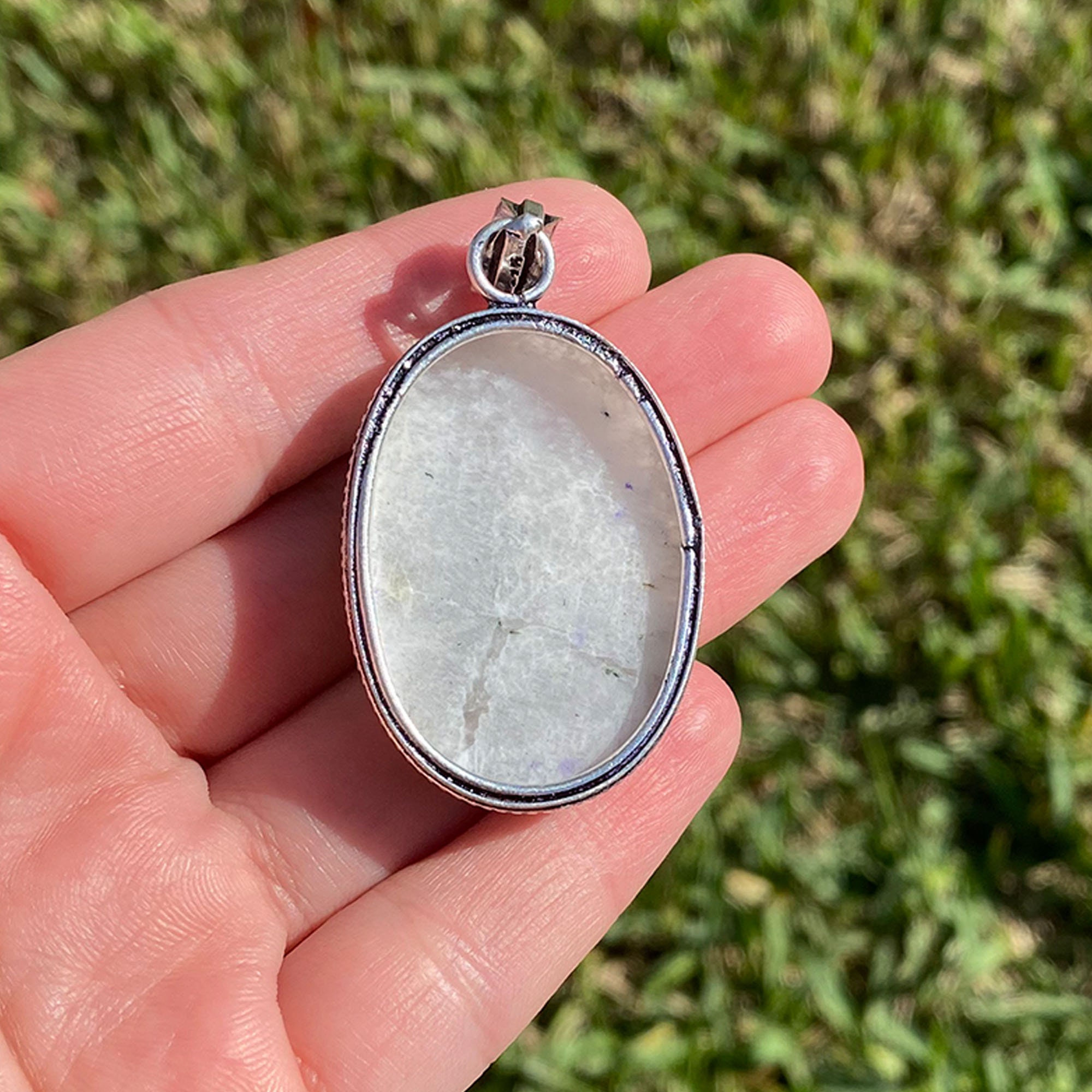 Natural Moonstone Gemstone 925 Solid Sterling Silver Pendant Focal Bead ...