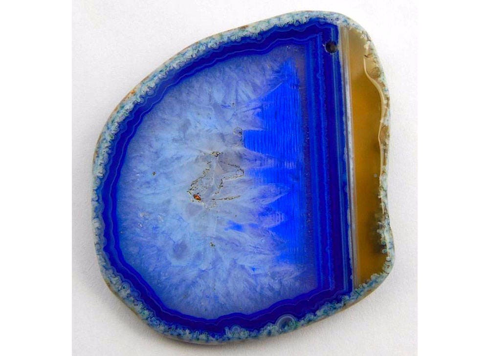 Unique Blue Druzy Geode Agate Freeform Plate Pendant Focal Bead 66x57x7mm