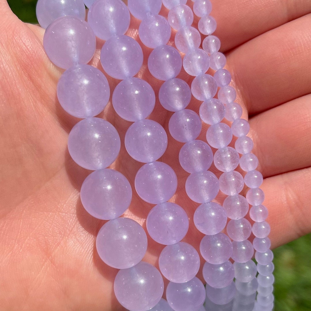 Light Purple Jade Beads: Round Gemstone, 15 Inch Strand - Etsy