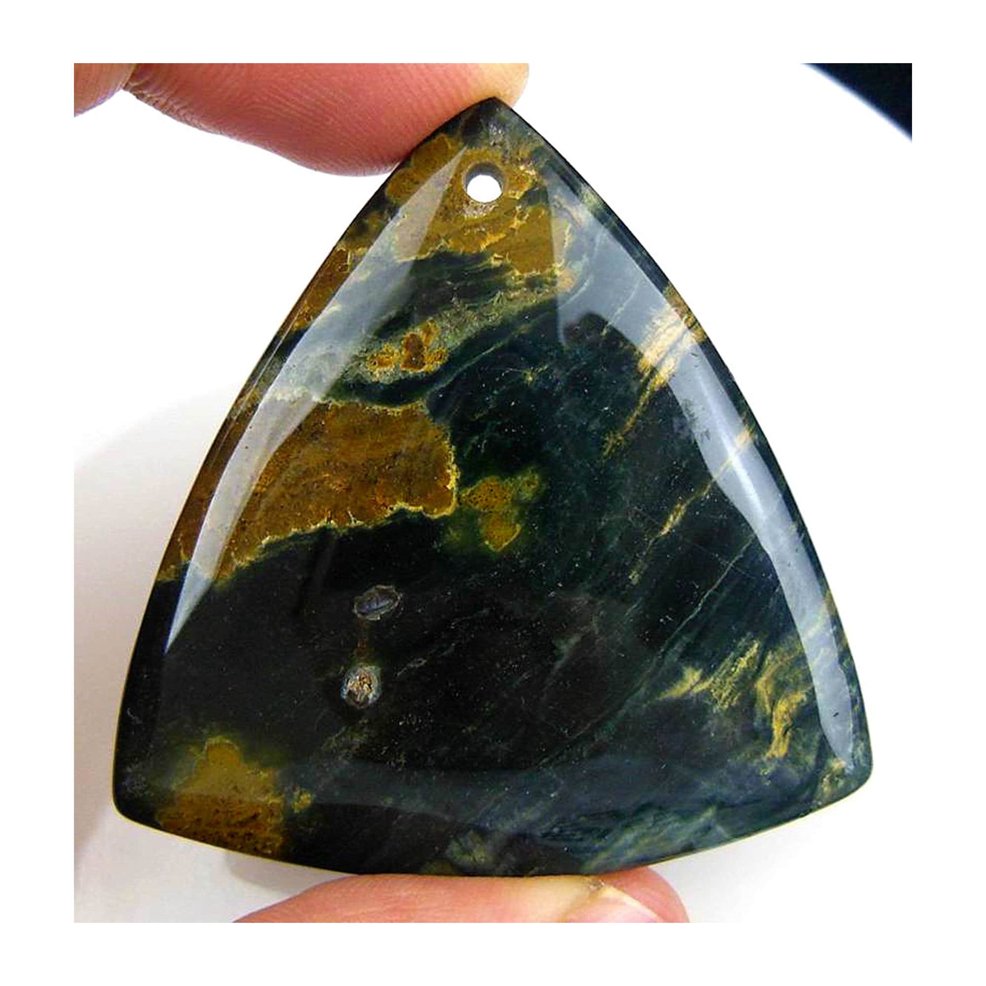 Natural Green Ocean Agate Triangle Gemstone Pendant Focal Bead ...