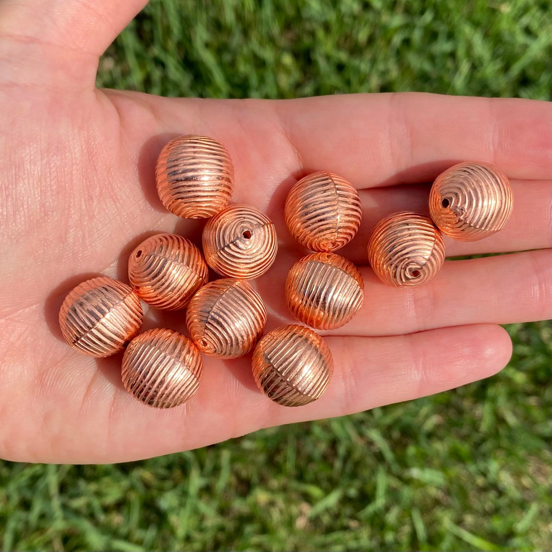Large Copper Color Acrylic Brushed Round Beads Accent Spacer Loose ...