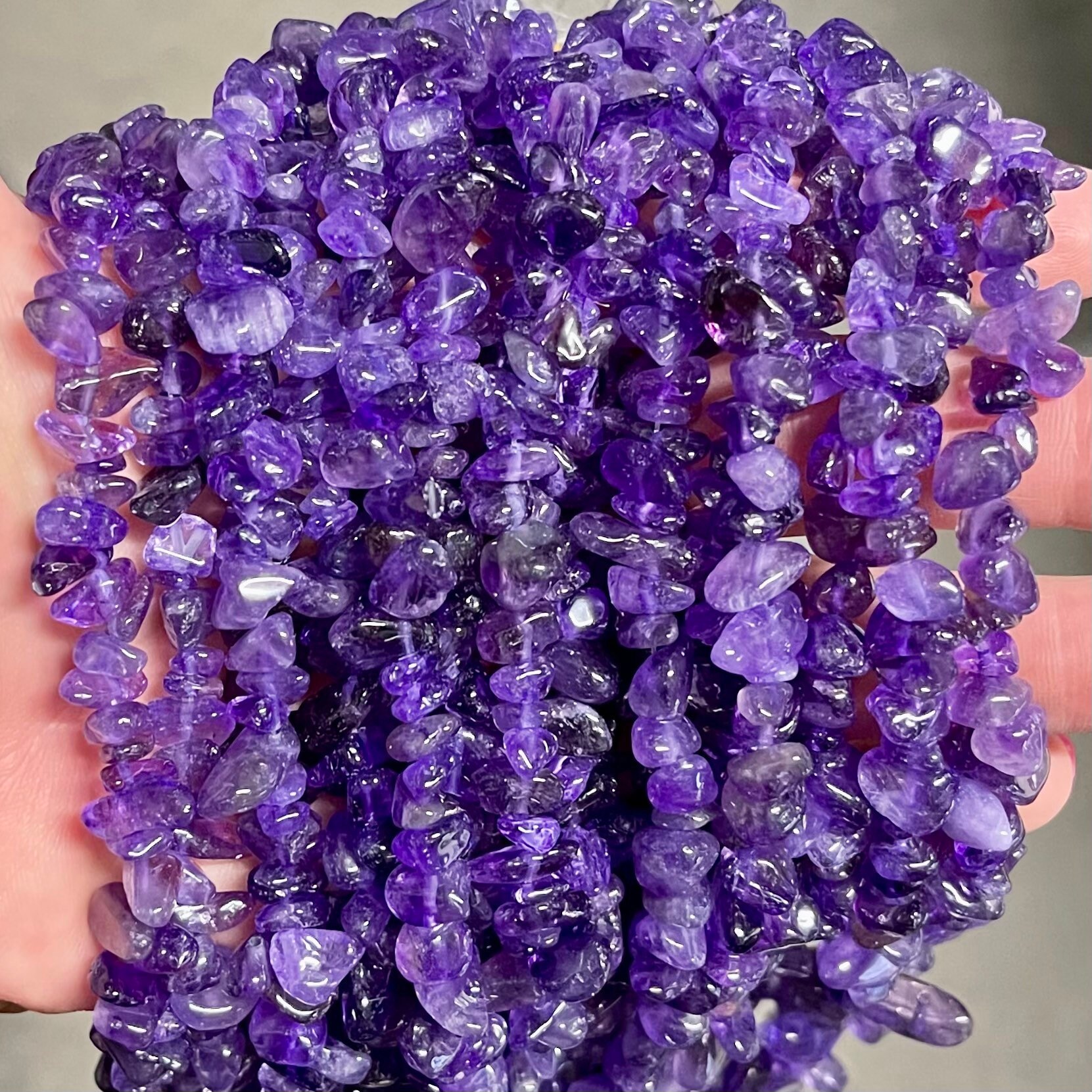 Natural Amethyst Gemstone Chips Beads | Sold by 31 Inch Strand | Size 5 ...