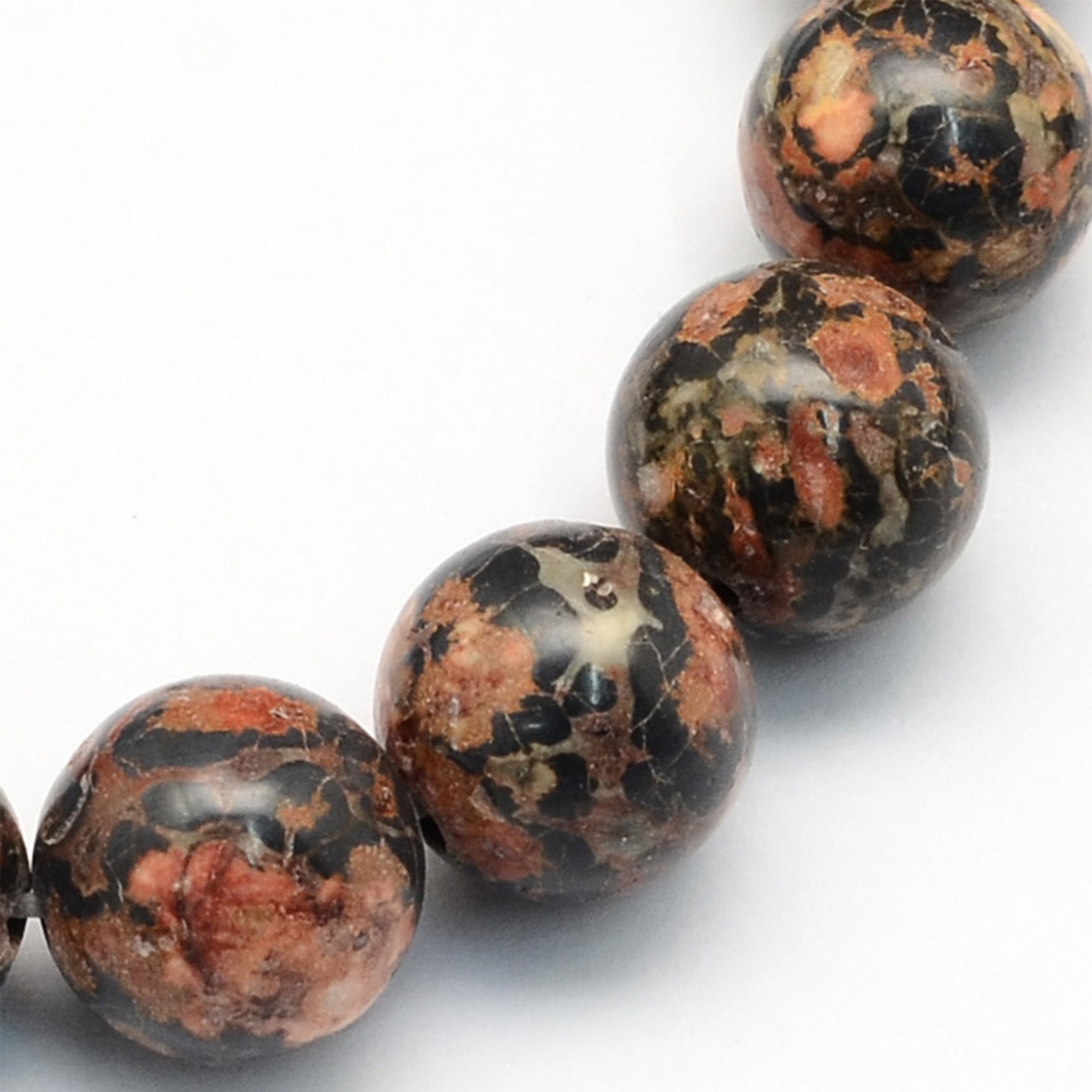 Natural Leopard Skin Jasper Gemstone Round Beads | Sold by 15 inch ...