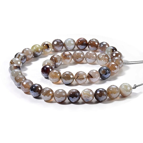 AA Grade Natural Brown Beige Plated Faceted Striped Agate Gemstone ...