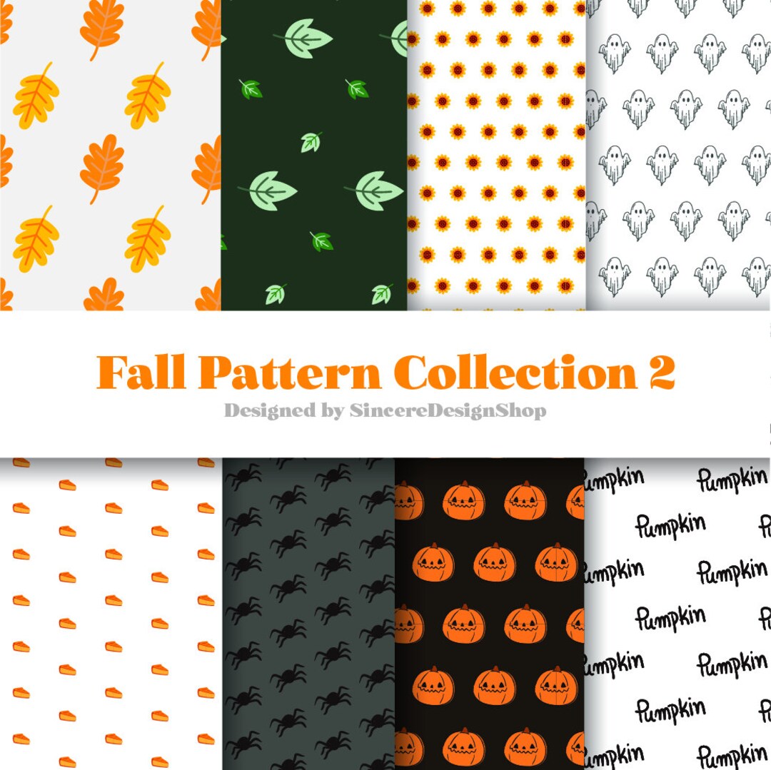 Seamless Patterns Bundle, HALLOWEEN THANKSGIVING Patterns, Backgrounds ...