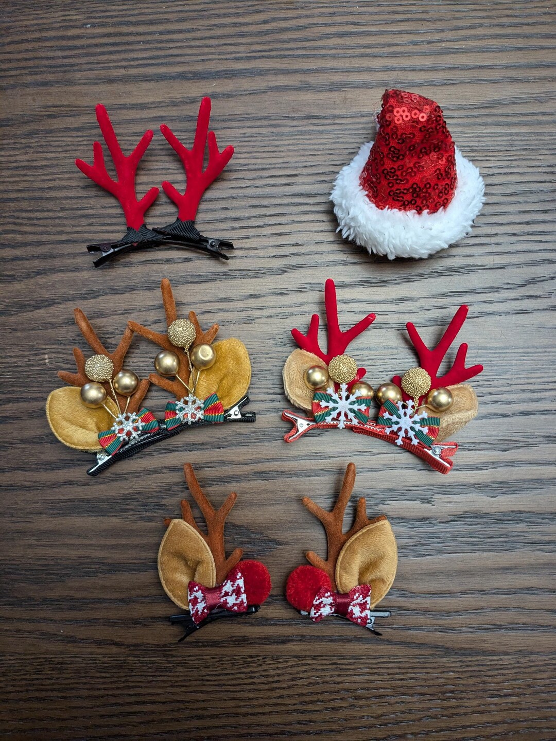 Christmas Hair Clips - Reindeer Antlers, Santa Hat & Festive Holiday ...