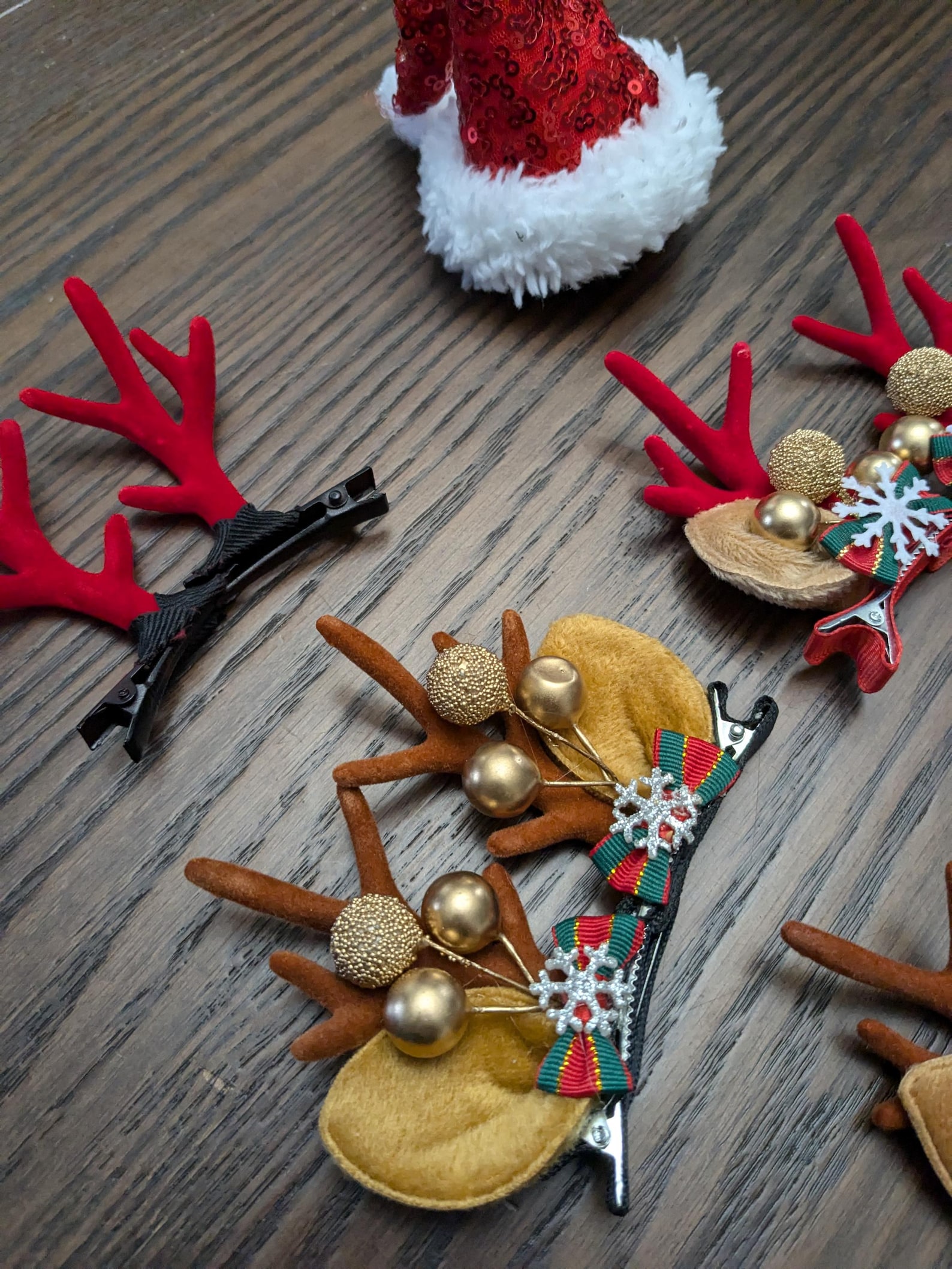 Christmas Hair Clips - Reindeer Antlers, Santa Hat & Festive Holiday ...