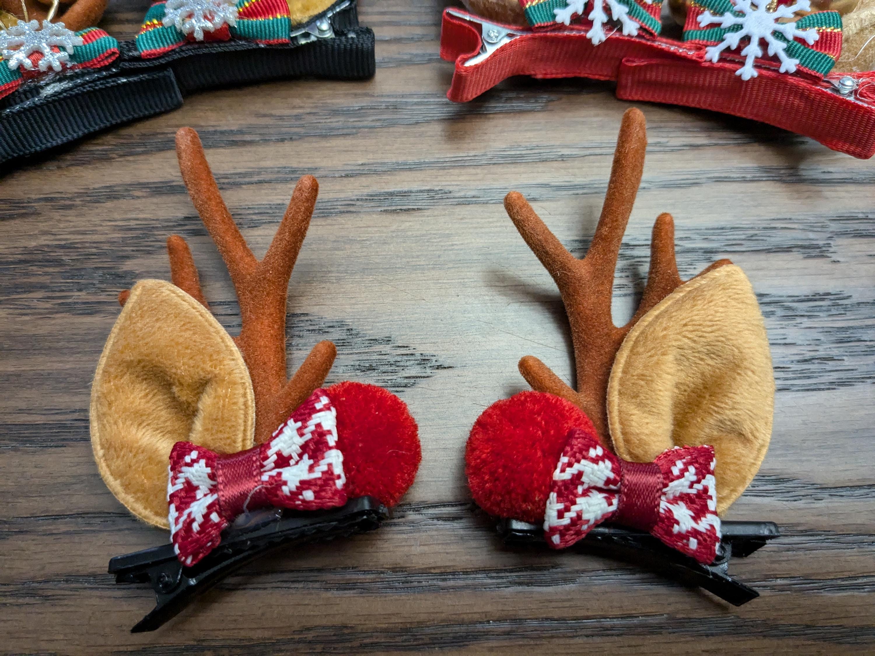 Christmas Hair Clips - Reindeer Antlers, Santa Hat & Festive Holiday ...