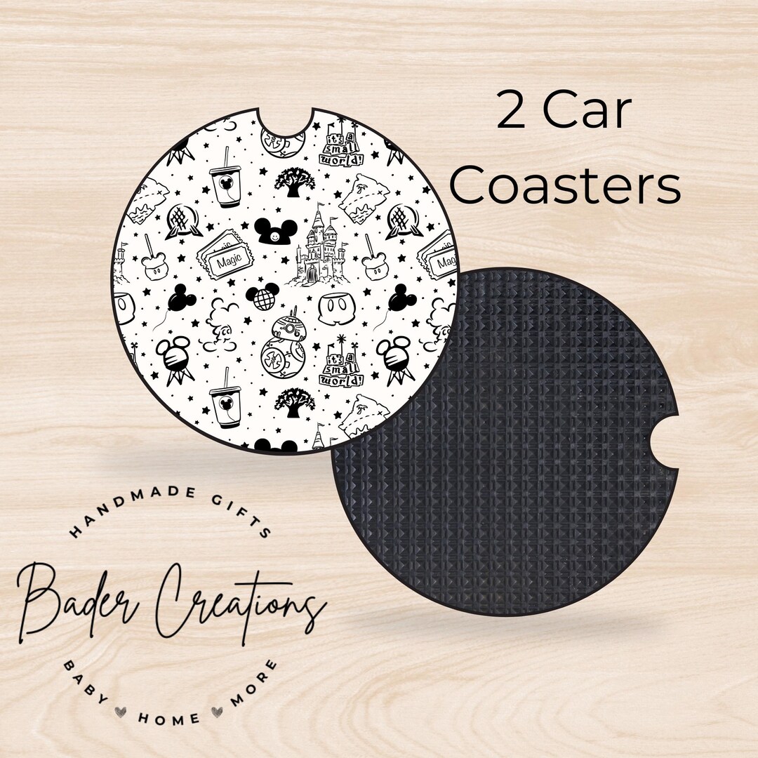 Handmade Neoprene Car Coasters Set of 2 | Absorbent Auto Cup Holder ...