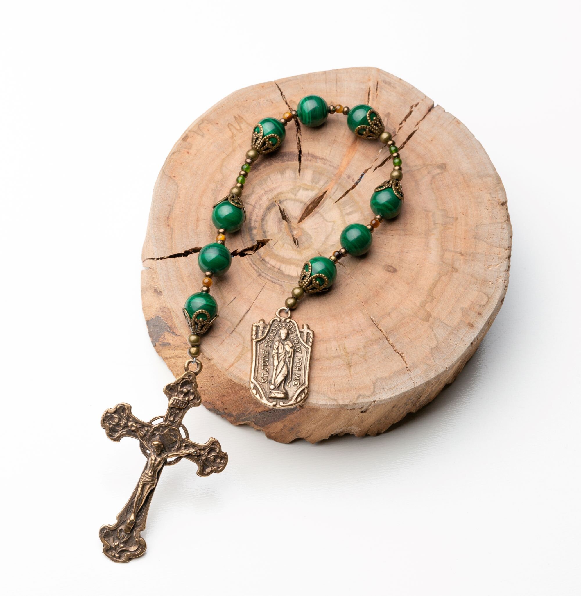 Saint Jude Chaplet Created With Rich Green Malachite and Cast - Etsy
