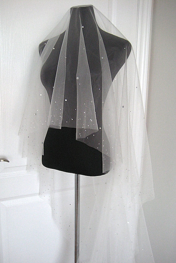 Sheer drop veil with crystals Skylar | Etsy
