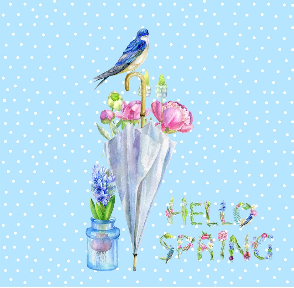 Watercolor Spring Floral Clip Art Bird Clipart | Etsy