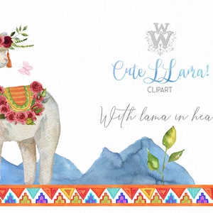 Llama Watercolor Alpaca Clipart Cute Animal Baby Shower Tribal Wedding ...